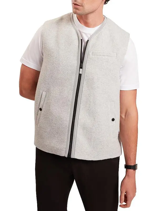 Ted Baker London Fleece Zip Front Sweater Vest - Grey