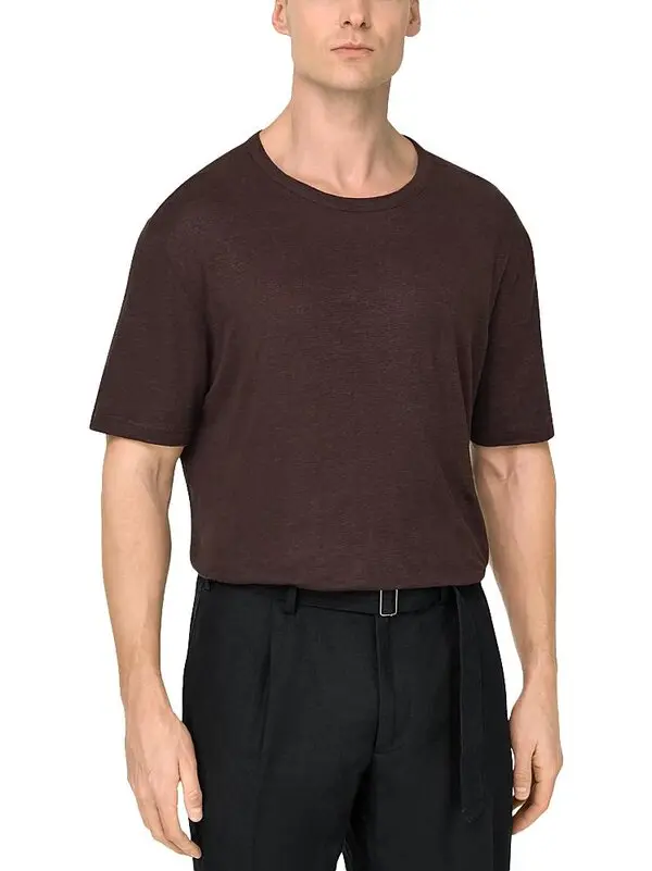 Boggi Milano Stretch Linen Jersey T-shirt - Dark Brown