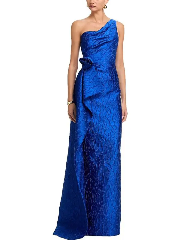 Rickie Freeman For Teri Jon Jacquard One Shoulder Gown - Cobalt