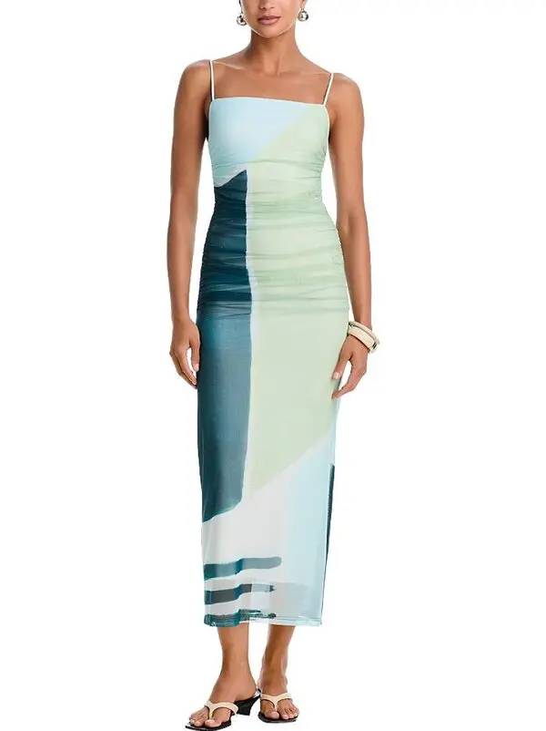 Significant Other Verona Ruched Abstract Print Maxi Dress - Azurea Print