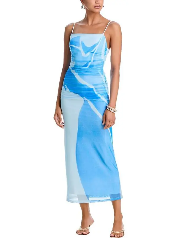 Significant Other Verona Ruched Abstract Print Maxi Dress - Mistele Print
