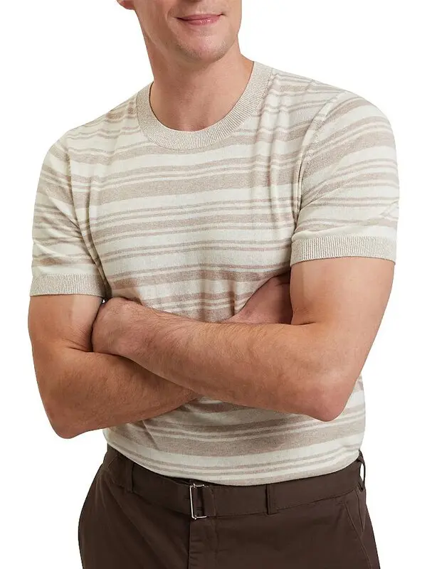 Ted Baker London Linen Blend Stripe Knitted Tee - Ecru