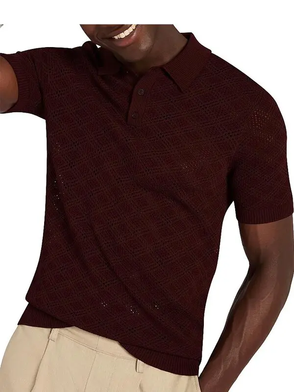 Ted Baker London Geometric Stitch Polo Shirt - Maroon