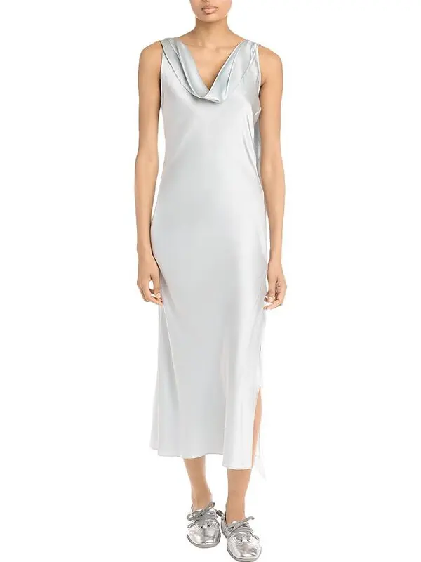 Acne Studios Silk Cowl Neck Midi Dress - Light Blue