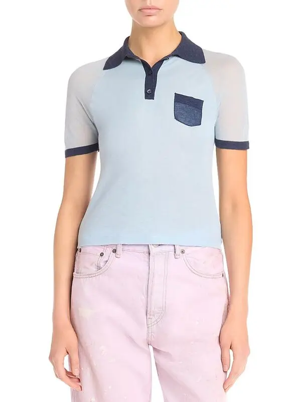 Acne Studios Knit Polo Shirt - Light Blue