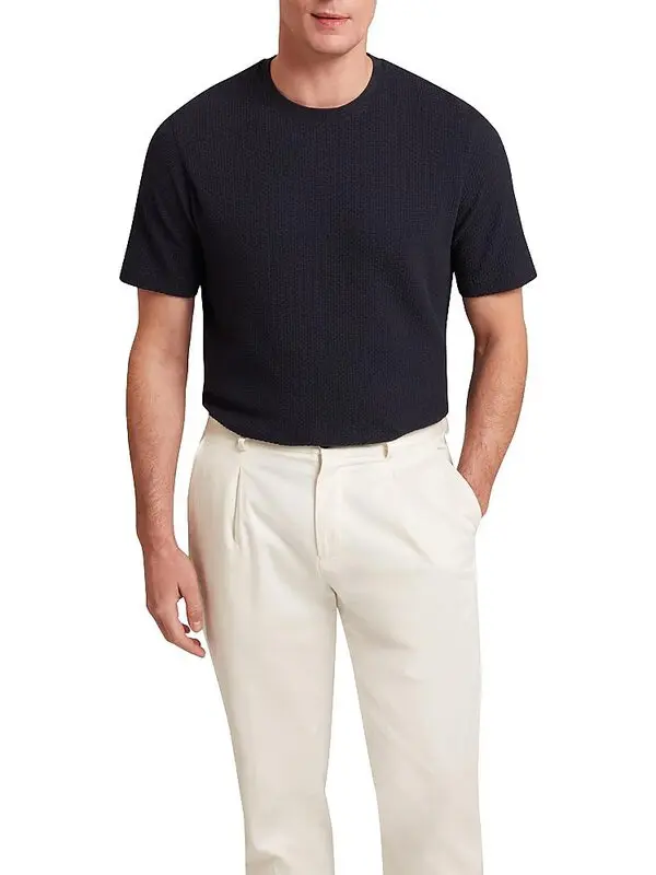 Ted Baker London Curly Short Sleeve Regular Textured Tee - Navy