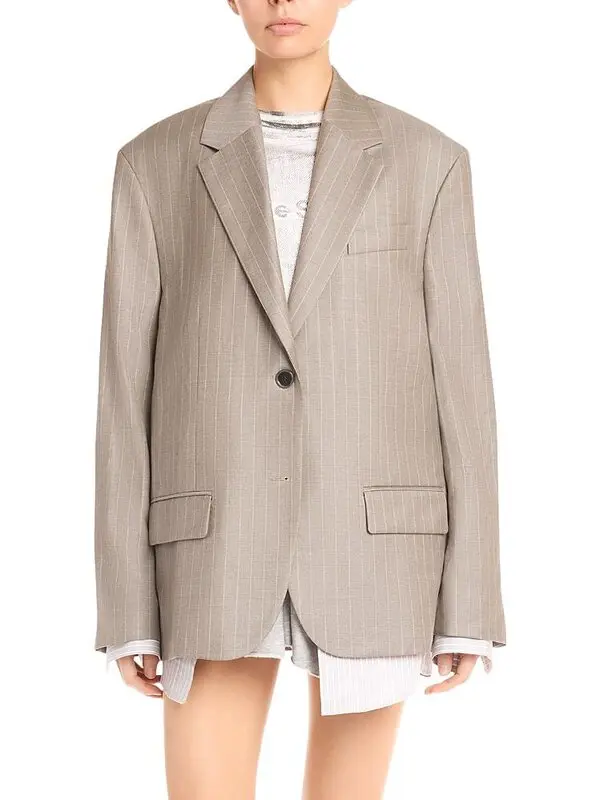 Acne Studios Striped Blazer - Warm Grey