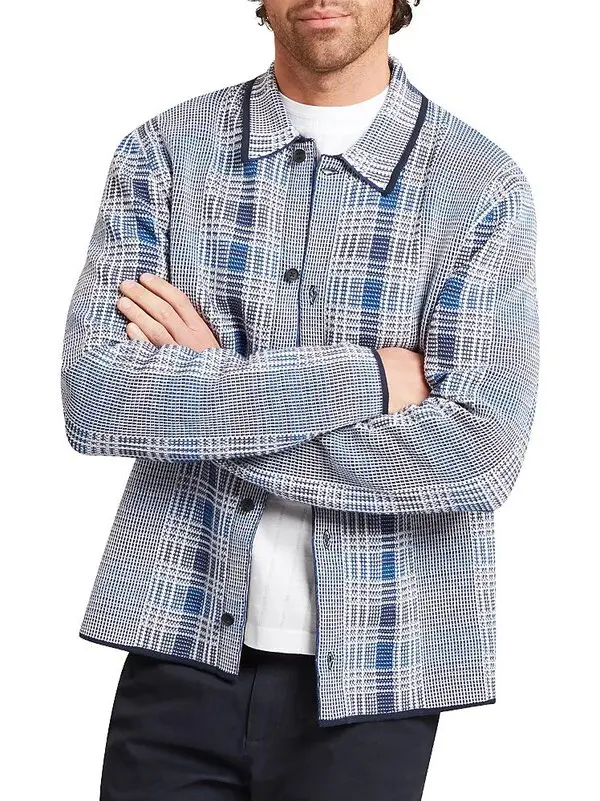 Ted Baker London Check Stitch Button Jacket - Bright Blue