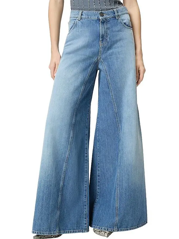 Pinko Winona Low Rise Wide Leg Jeans - Blue