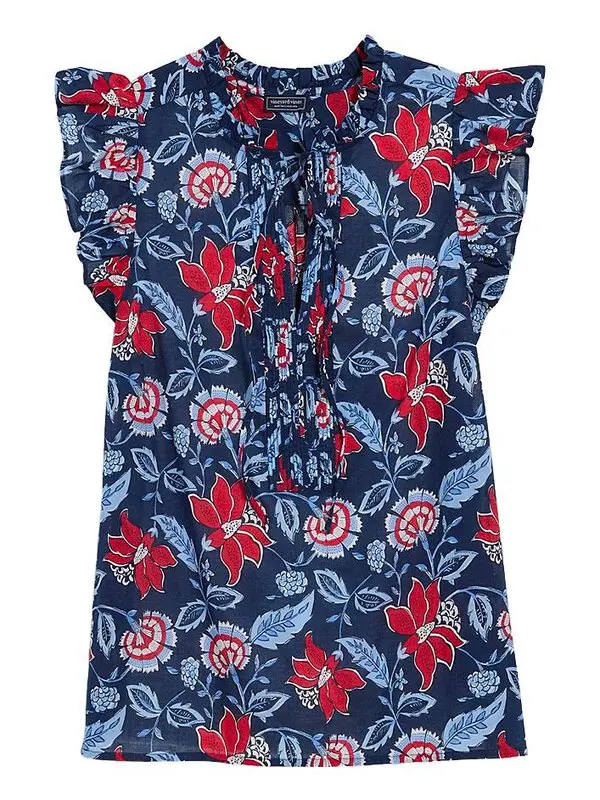 Vineyard Vines Adare Top Floral Print Cotton Blouse - Indie