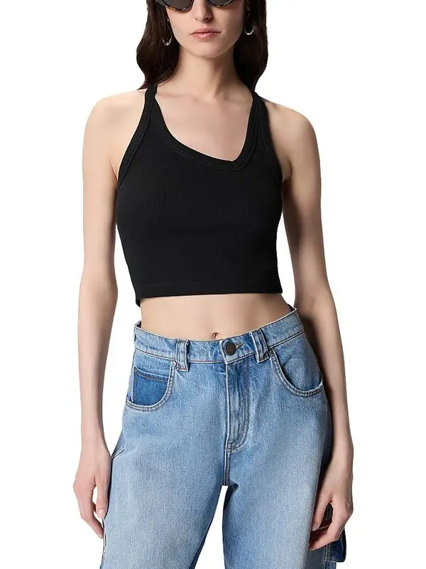 Pinko Brandy Ribbed Tank Top - Black