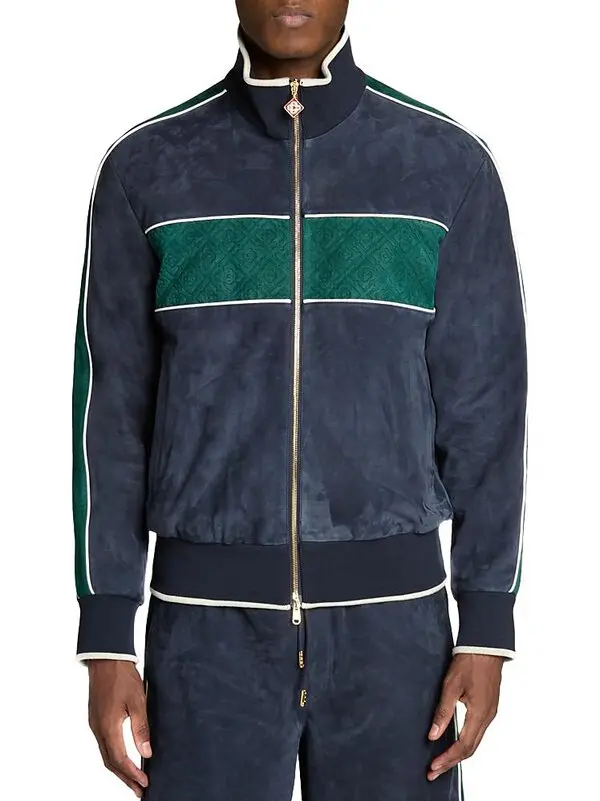 Casablanca Stand Collar Bold Stripe Track Jacket - Navy