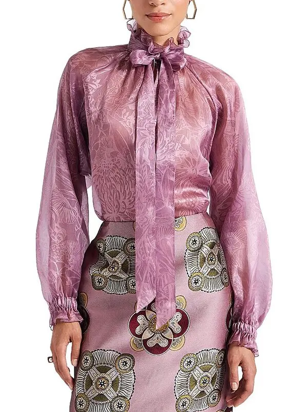 La DoubleJ Cerere Blouse With Bow Detail - Fun-gi Dusty Pink