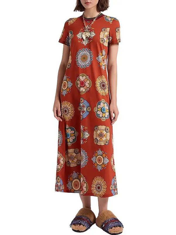 La DoubleJ Sporty Swing Dress With Floral Print - Nucleus Rust
