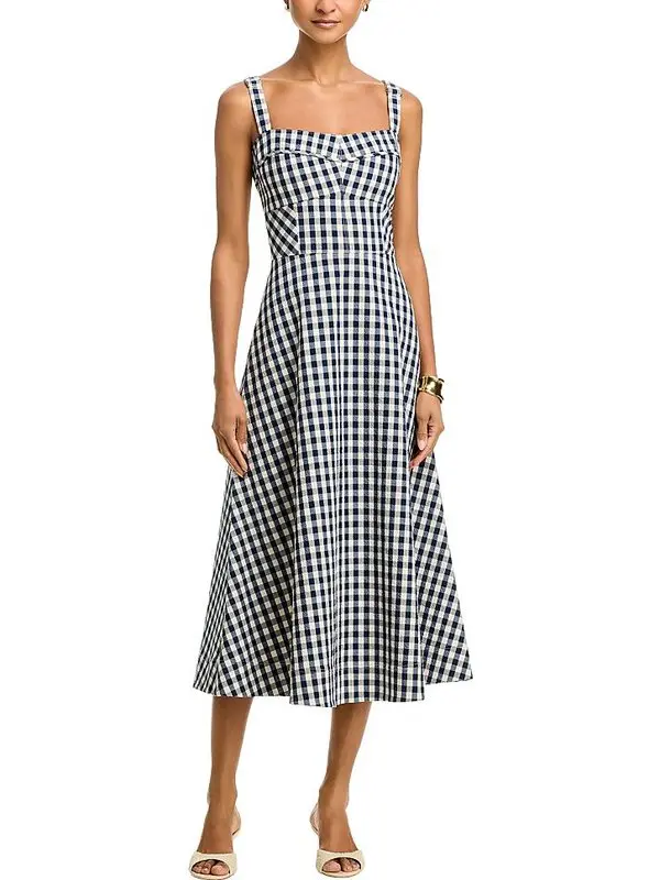Veronica Beard Aila Gingham Check Dress - Navy/dove