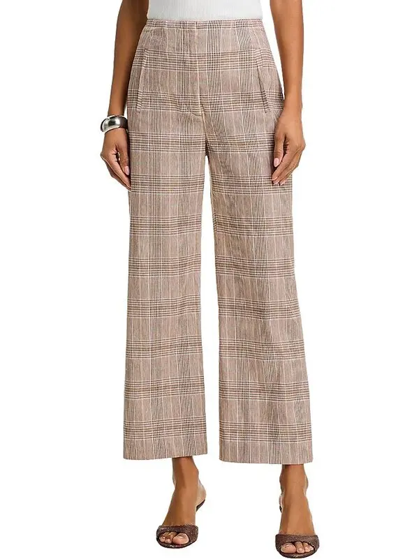 Veronica Beard Dova Tailored Plaid Wide-leg Pants - Raisin Multi