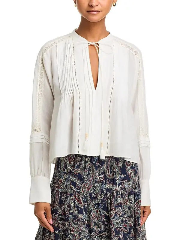 Veronica Beard Sawyer Blouse With Lace Trim - White