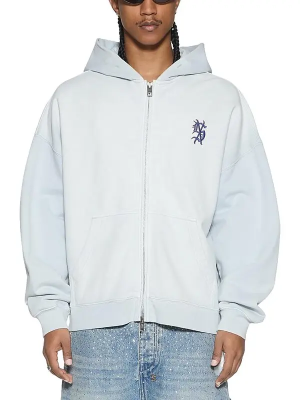 Ksubi Effect Ekcess Zip Logo Graphic Hoodie - Blue