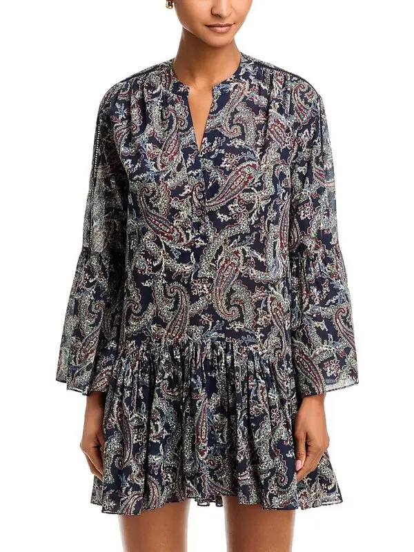 Veronica Beard Novessa Paisley Print Cotton Dress - Navy Multi