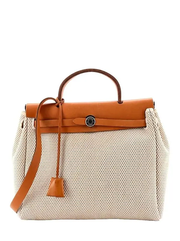 Hermès 31 Herbag Zip Criss Viking Toile And Leather - Neutral