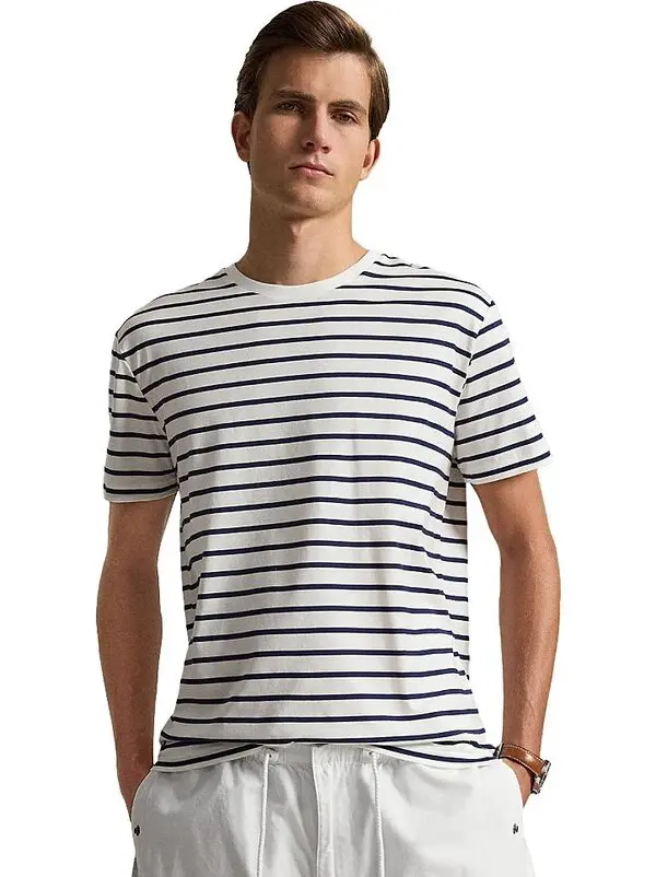 Polo Ralph Lauren Standard Fit Stripe Lisle T-shirt - White Multi