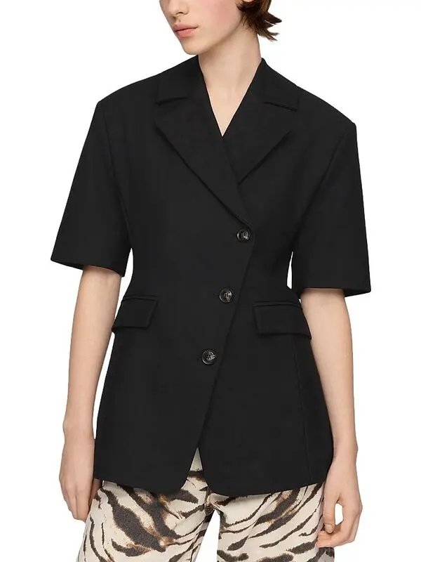 GANNI Cotton Tailored Blazer - Black