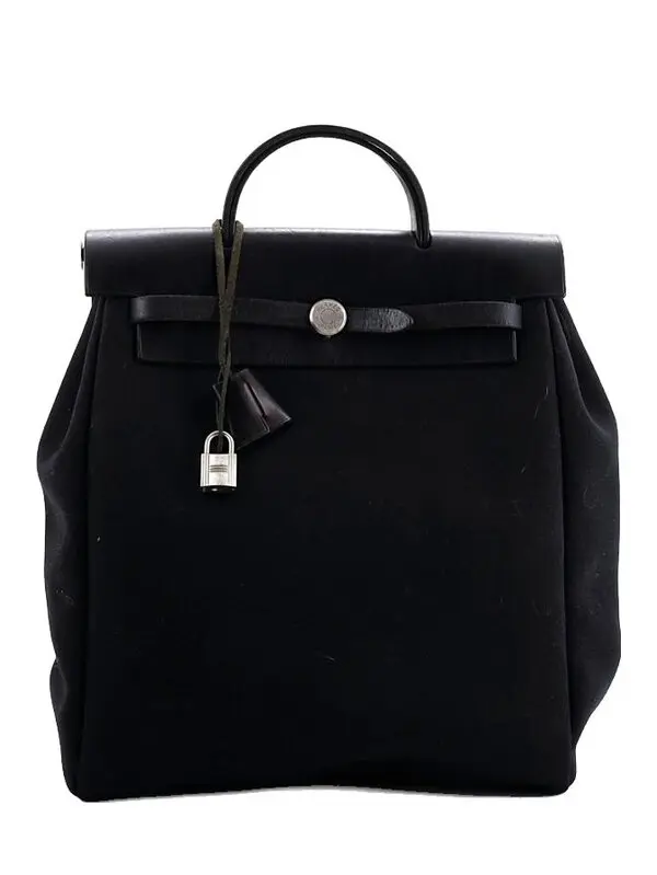 Hermès Gm Vintage Herbag A Dos Backpack Toile And Leather - Black