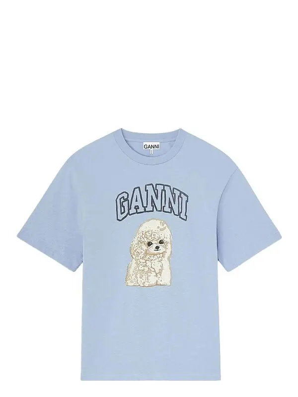 GANNI Poodle Graphic T-shirt - Soft Chambray