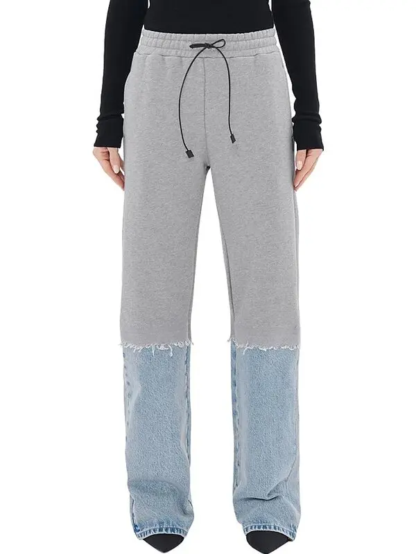 HAIKURE Field " Pants Contrast Denim And Cotton Joggers - Pollock
