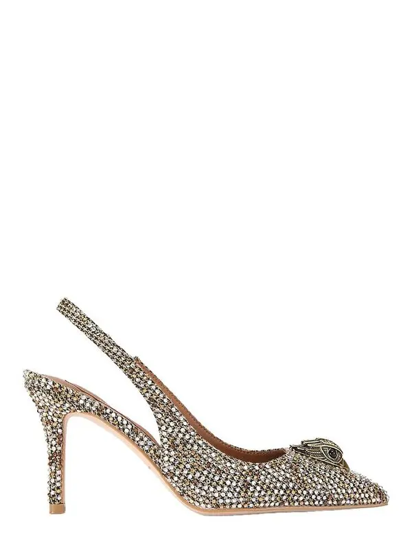 Kurt Geiger Belgravia Embellished High Heel Slingback Sandals - Open Beige