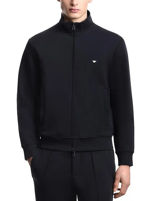 Emporio Armani Double Jersey Zip Up Sweatshirt - Navy Blue