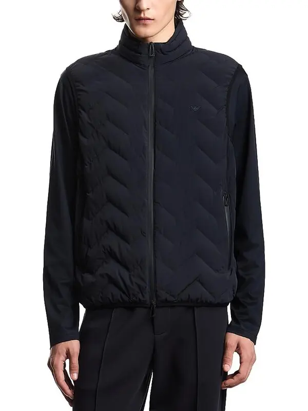 Emporio Armani Essential Chevron Quilted Vest - Navy Blue