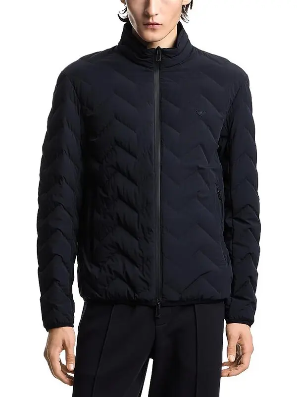 Emporio Armani Essential Chevron Quilted Jacket - Navy Blue
