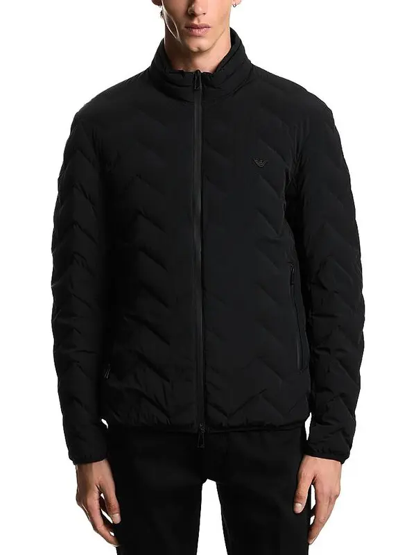 Emporio Armani Essential Chevron Quilted Jacket - Black Beauty