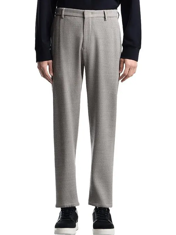Emporio Armani Waffle Effect Virgin Wool Trousers - Moon Rock