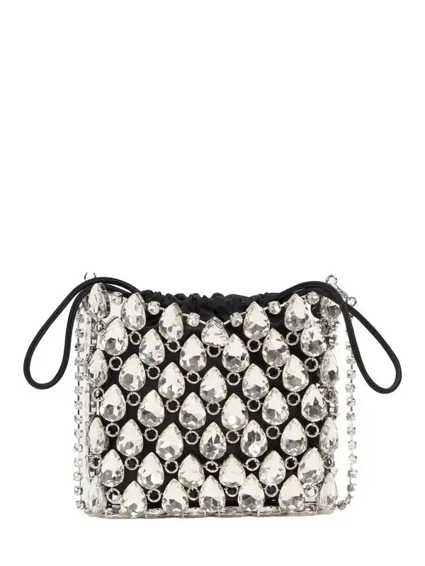 SELF-PORTRAIT Mini Metallic Crystal Embellished Bag - Silver