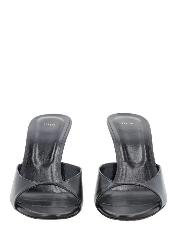 JUDE Calf Leather Heeled Sandals - Black