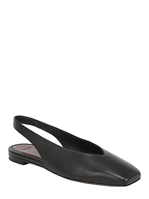 Vince Darlina Slingback Flats - Black Leather