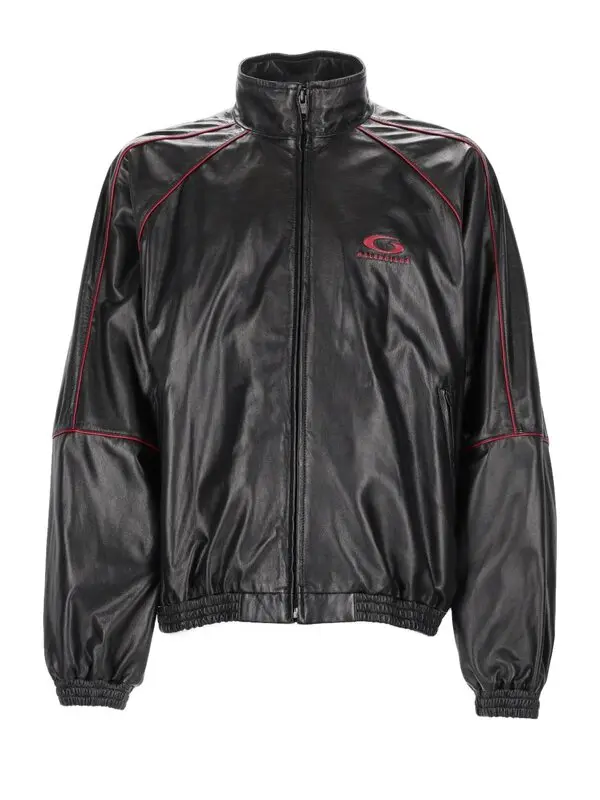 Balenciaga Leather Track Jacket - Black
