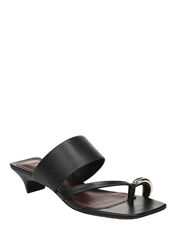 Vince Stacy Thong Sandals - Black Leather