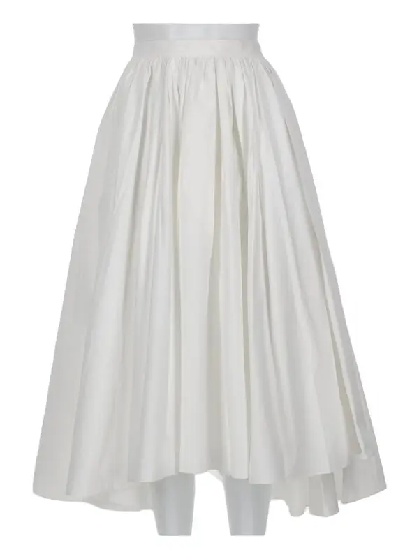 SELF-PORTRAIT Cotton Poplin Midi Skirt - White