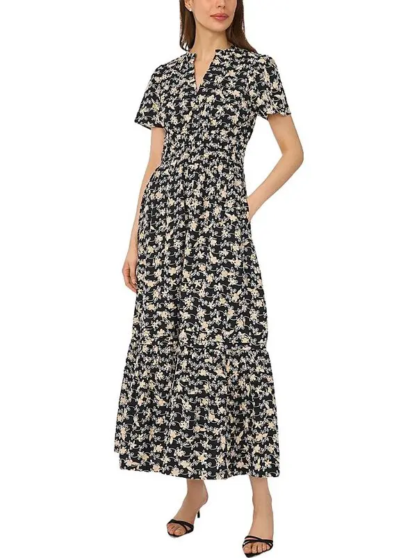 CECE DUPRAZ Split Neck Maxi Dress - Rich Black