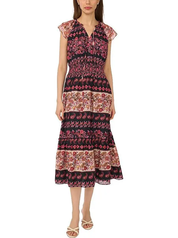 CECE DUPRAZ Flutter Sleeve Midi Dress - Rich Black