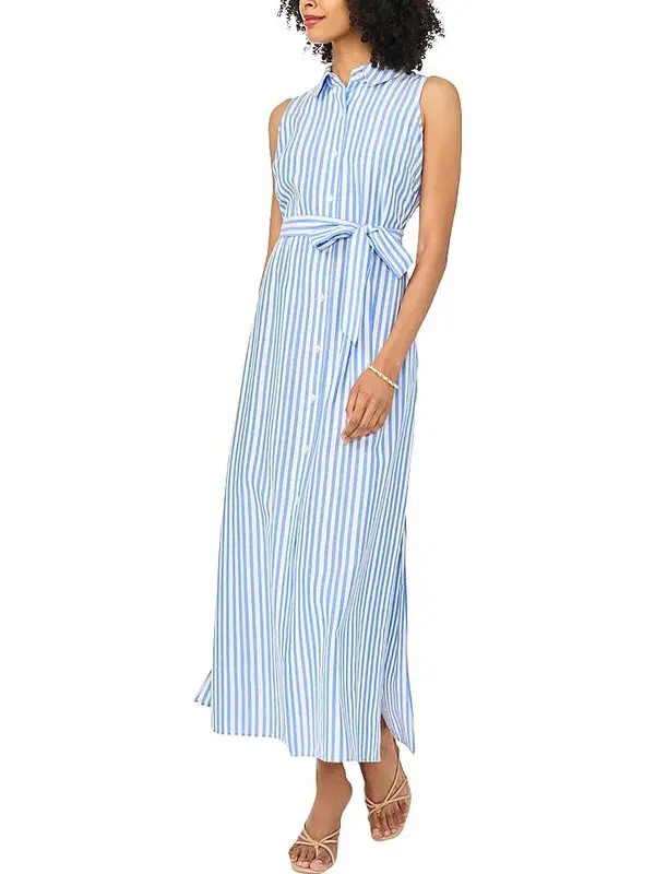 Vince Camuto Sleeveless Striped Button-up Maxi Dress - Blue Cloud