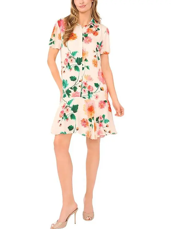 Ted Baker London Sadie Floral Print Shirt Dress - Antique White