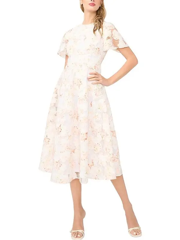 Ted Baker London Natalia Embroidered Floral Midi Dress - Rose Bisque