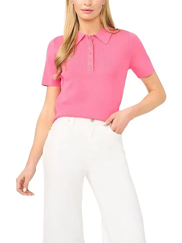 Ted Baker London Short Sleeve Knit Polo Top - Penelope Pink