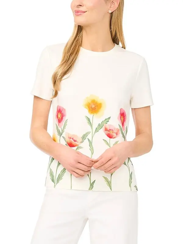 Ted Baker London Willow Knit Top With Floral Print - Ultra White