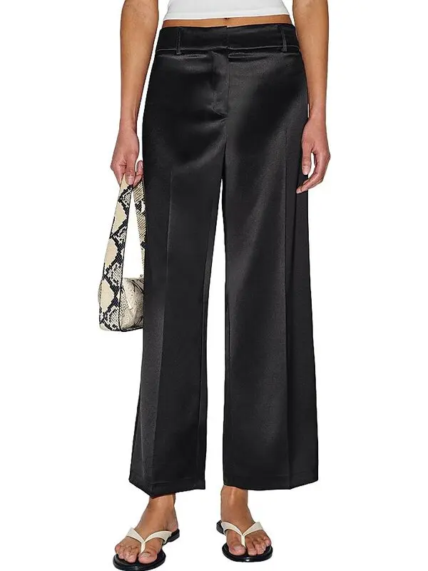 REFORMATION Gisele Satin Cropped Pants - Black