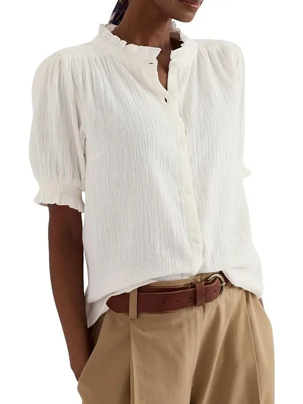 SEASALT CORNWALL Button-up Puff Sleeve Shirt - Chalk